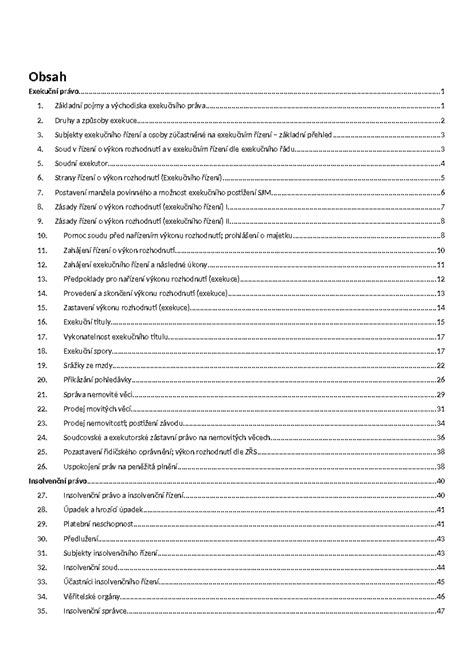 Insex Codex novus Obsah Exekuční Studocu