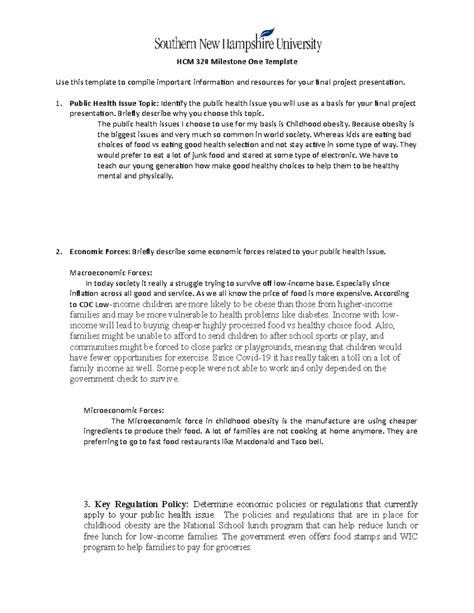 2 3 Final Project Milestone One Topic Selection Hcm 320 Milestone One Template Use This