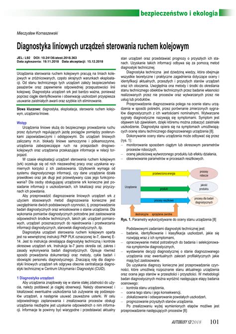 Pdf Diagnostics Of Railway Traffic Control Devices Working On The Railway Line
