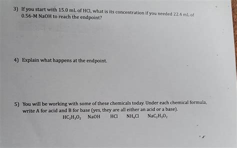 Solved 3 If You Start With 15 0 ML Of HCI What Is Its Chegg Com