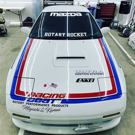 Mazda Rx7 Fc3s Racing Car With Red White And Blue Stripes