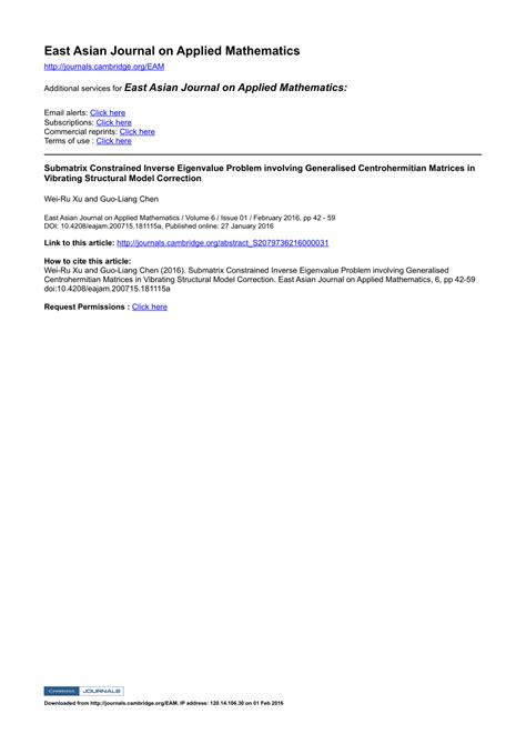 Pdf Submatrix Constrained Inverse Eigenvalue Problem Involving Generalised Centrohermitian
