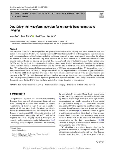 Data Driven Full Waveform Inversion For Ultrasonic Bone Quantitative