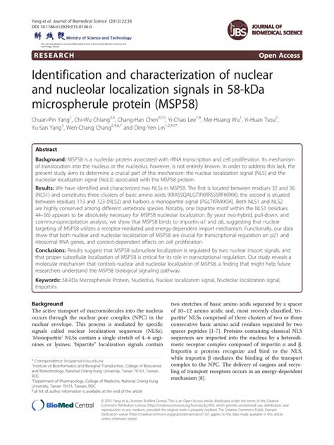 Pdf Erratum Identification And Characterization Of Nuclear And Nucleolar Localization Signals