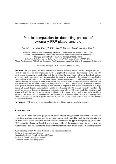 Pdf Parallel Computation For Debonding Process Of Externally Frp Plated Concrete