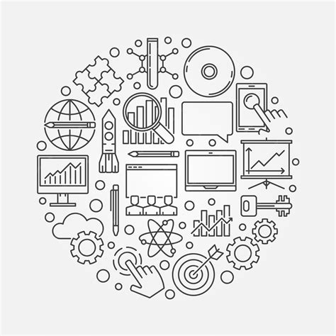 Premium Vector Innovation Vector Concept Round Illustration In Thin Line Style