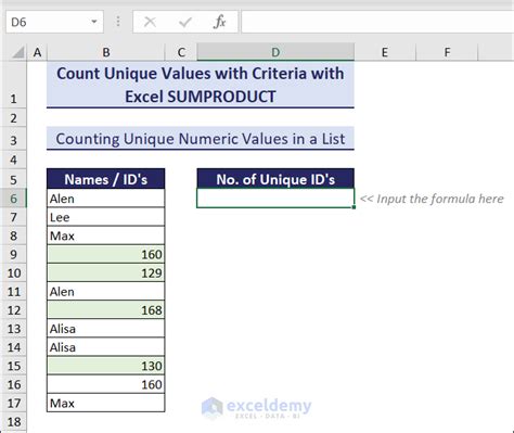 Excel Sumproduct Function To Count Unique Values With Criteria
