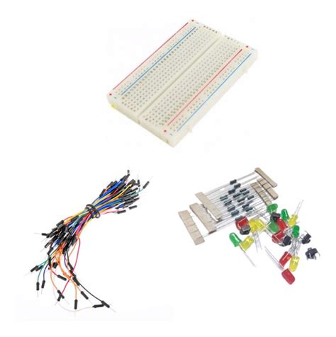 Kit Protoboard 400 Pontos Resistor Led Botão Jumpers Arduino