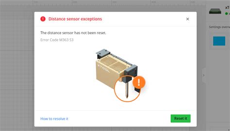 distance sensor exceptions error code collection for xtool s1 xtool