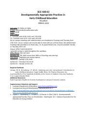 ECE 108 03SyllabusSpring 2020 Docx ECE 108 03 Developmentally Appropriate Practices In Early