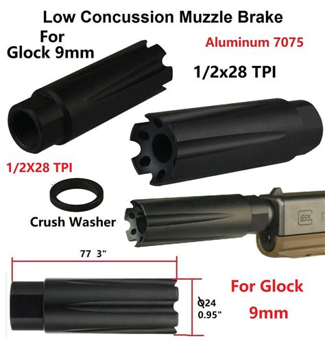 Linear Compensator Comp 1 2 28 Tpi Black Aluminum 9mm For Glock 17 19 Pistol Ebay