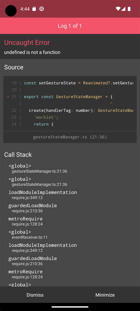 Android Expo 44 Bare Gesturestatemanager Typeerror Undefined Is