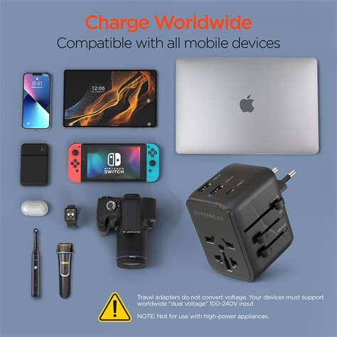 Worldcharge Universal Travel Adapter With Usb C Black Hypergear
