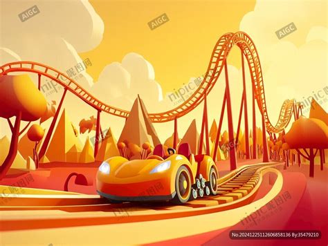 Ai创作图插画欢乐谷 赛道风设计 卡通过山车 汽车包装插画 交通工具冒险刺激娱乐 阿拉善插画科技旅游 过山车道路 赛车风活动布景 过山车露天停车场 急速过山车 Ip场景设计 游乐园插画 过山车