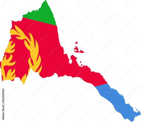 Eritrea Map Flag Eritrean Border Boundary Country Shape Nation