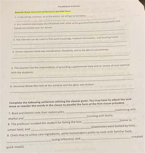 [solved] Parallelism Practice Rewrite These Incorrect Sentences In Parallel Course Hero