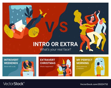 Introvert Extravert Horizontal Banners Royalty Free Vector