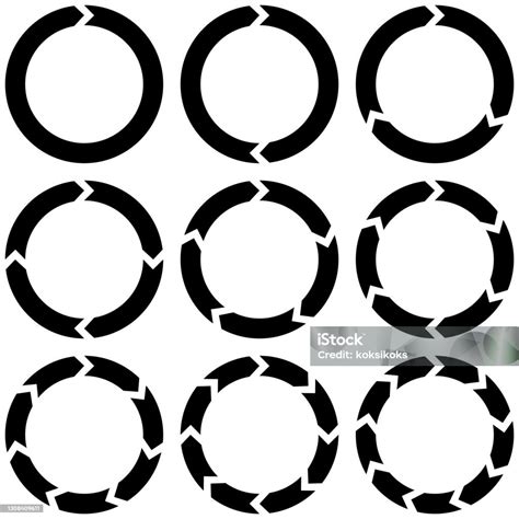 화살표가 있는 원형 인포그래픽 설정 벡터 라운드 화살표 모션 연속성 재활용 기호 새로 고침 재장전 원형 차트에 대한 스톡 벡터 아트 및 기타 이미지 Istock