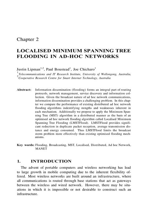 Pdf Localised Minimum Spanning Tree Flooding In Ad Hoc Networks