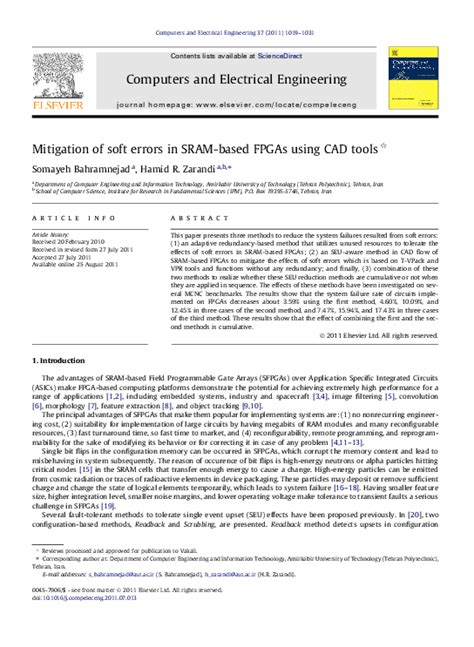 Pdf Mitigation Of Soft Errors In Sram Based Fpgas Using Cad Tools
