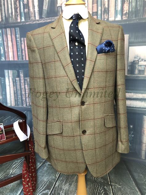 Vintage Viyella Windowpane Pattern Tweed Hacking Jacket Etsy