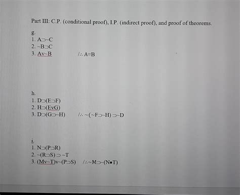 part ii c p conditional proof i p indirect
