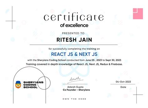 🚀 Completed Reactjs And Nextjs Training At Sheryians Coding School