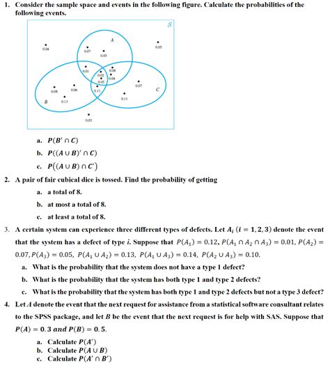 solved 1 consider the sample space and events in the