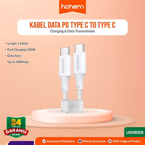 Jual Ugreen Kabel Data Weaven Nylon Braided Type C To Type C W A M Meter Super Fast