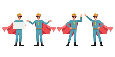 슈퍼 히어로 맨 캐릭터 벡터 디자인 다양한 액션으로 프리젠 테이션 개념에 대한 스톡 벡터 아트 및 기타 이미지 개념 권위