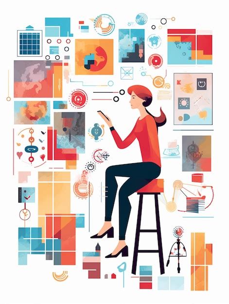 Premium Ai Image Arafed Woman Sitting On A Stool Using A Cell Phone Generative Ai