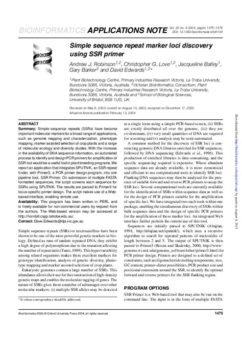 pdf simple sequence repeat marker loci discovery using ssr primer