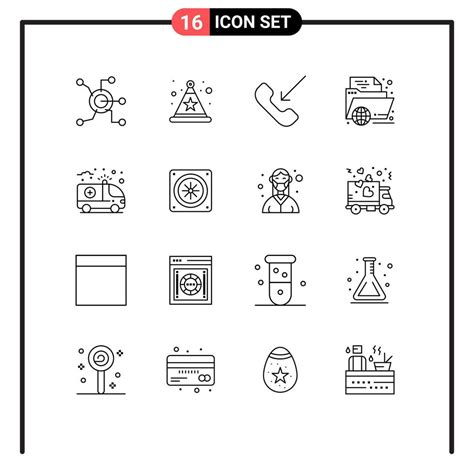Set Of 16 Vector Outlines On Grid For Online Folder Call Education E