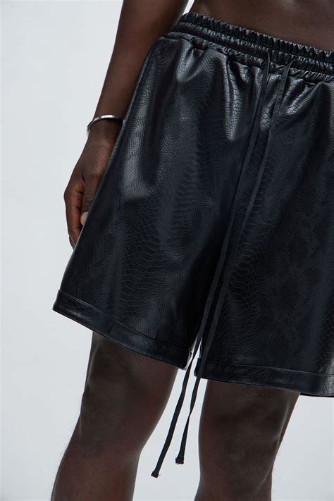 Sawyer Faux Python Shorts Black Fashion Nova Mens Shorts Fashion Nova