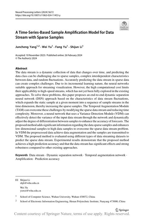 pdf a time series based sample amplification model for data stream