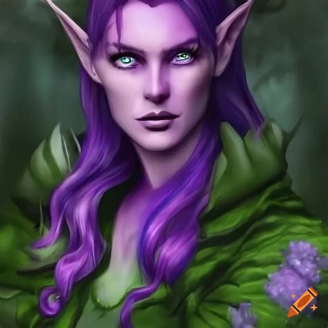 Vibrant Illustration Of A Female Wood Elf Druid On Craiyon