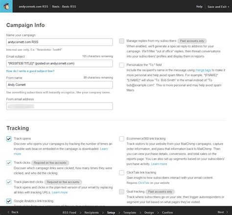 send blog posts from rss to email using mailchimp