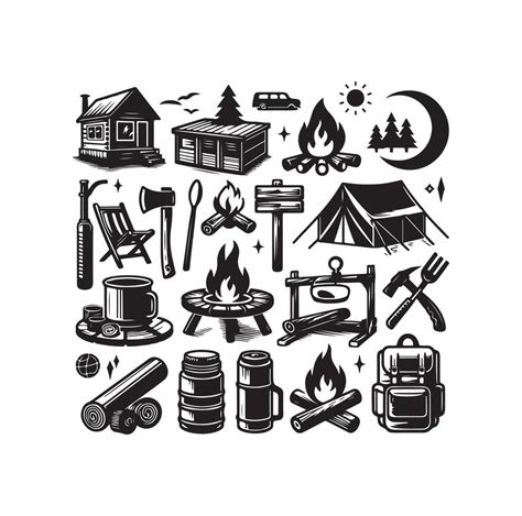 Camping Icons Illustration Set 46346992 Vector Art At Vecteezy