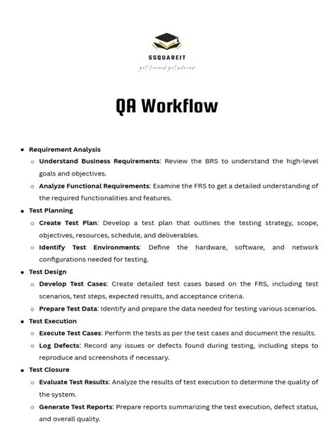 Qa Work Flow Pdf Software Testing Information Science