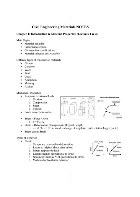 Civil Engineering Materials Notes Sten5001 Civil Engineering Materials Curtin Thinkswap