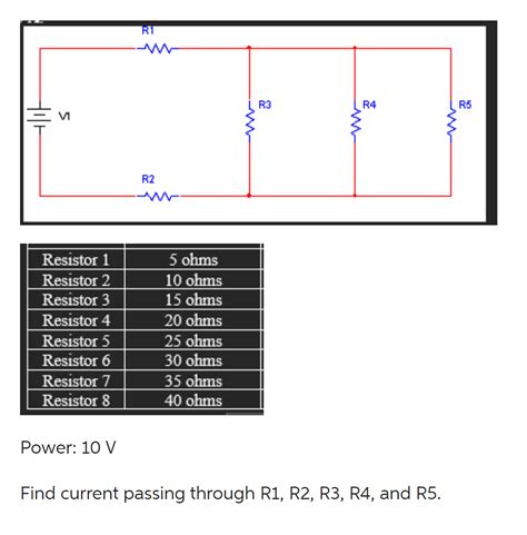 solved find current passing through r1 r2 r3 r4 and r5