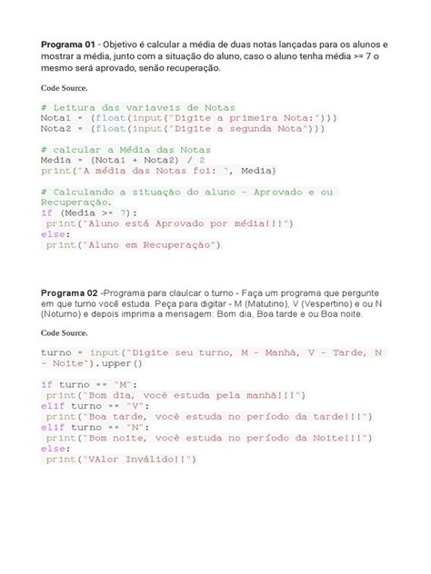 Exercicios Python 01 Pdf Arquivo De Texto Informática