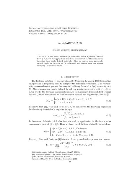 Pdf Nk Factorials