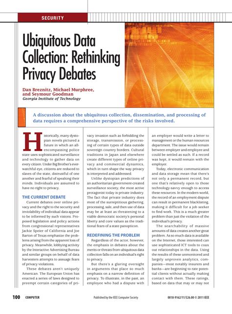 Pdf Ubiquitous Data Collection Rethinking Privacy Debates