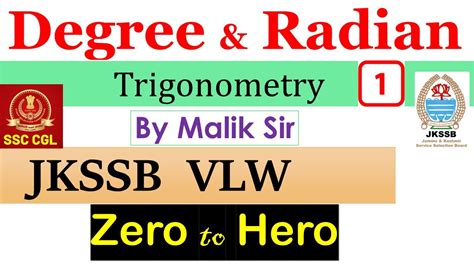 Degree And Radian Trigonometric Ratio Quantitative Aptitude Jkssb