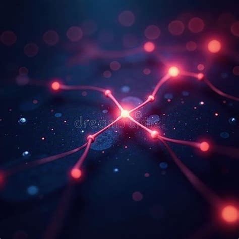 Abstract Network Nodes Glowing Digital Connections Vector Science Network Stock