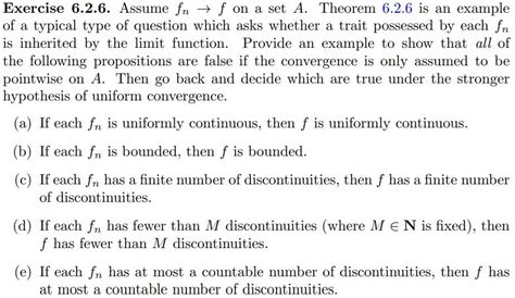 Solved Exercise Assume Fn F On A Set A Theorem Chegg Com