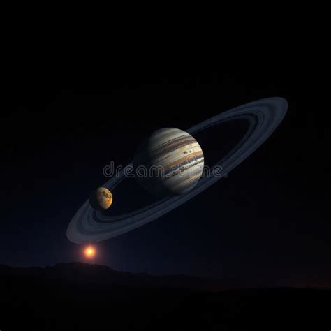 Dynamic Planetary Alignment In Cinematic Night Scene Stock Illustration