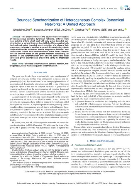 Pdf Bounded Synchronization Of Heterogeneous Complex Dynamical