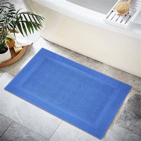 Premium Cotton Banded Blue Bath Mats Pack Of 2 22x34 Inches [not A
